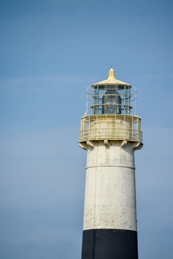 Top of a White Lighthouse Tower with a Fixed Fresnel Lens Stock Image ...