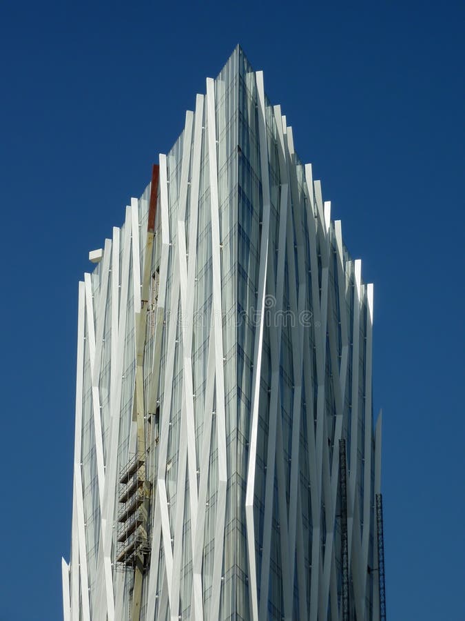 Top of a white skyscraper stock image. Image of facade - 15587537