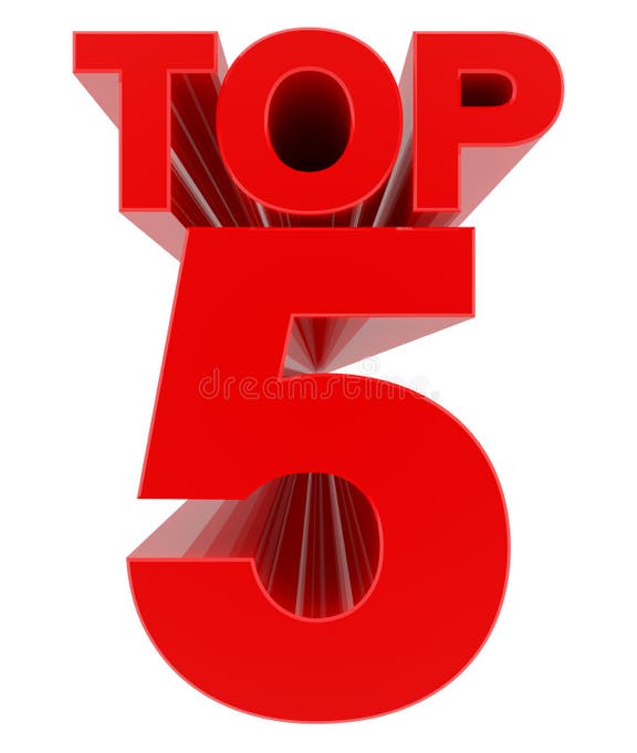 TOP 5 Word on White Background 3d Rendering Stock Illustration ...