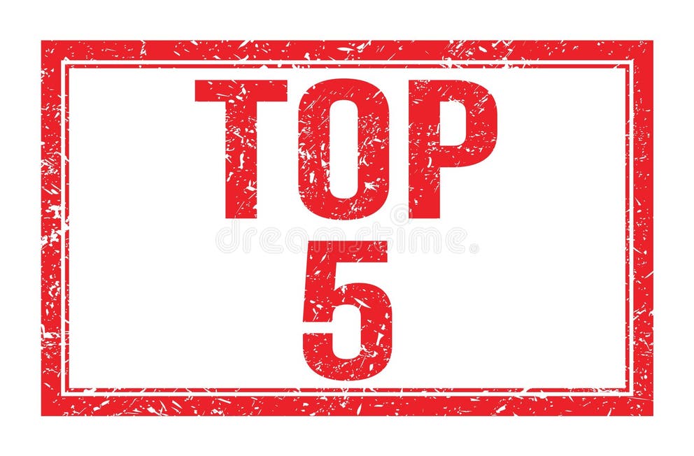 TOP 5, Words on Red Rectangle Stamp Sign Stock Illustration ...