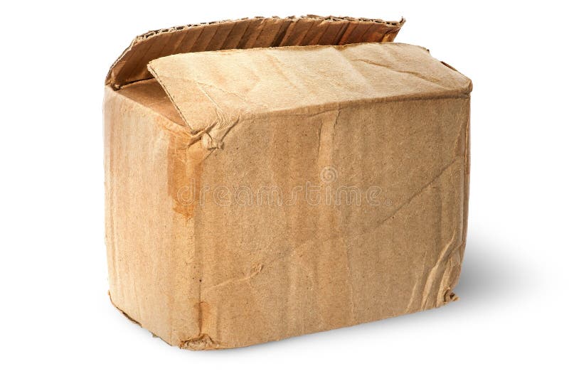 On Top Worn Old Cardboard Box Stock Photo - Image of isolated, present ...