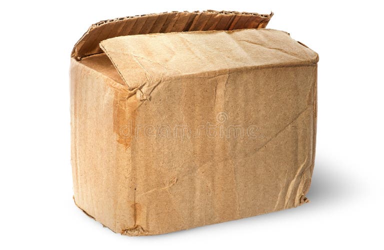 On Top Worn Old Cardboard Box Stock Photo - Image of isolated, present ...