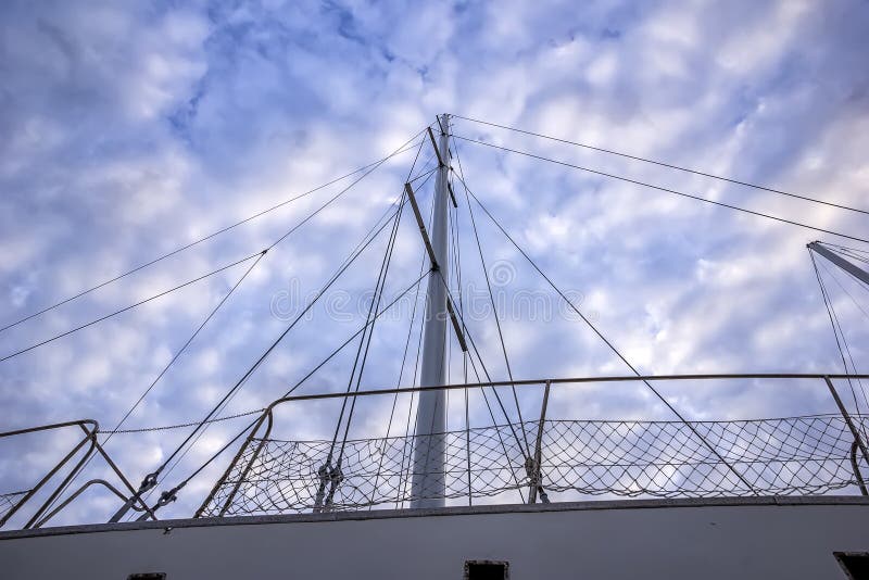 Top of the Yacht Mast. Equipment on the Top of the Mast Stock Photo ...