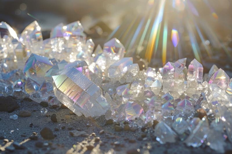 Topaz Crystals Refracting Sunlight, Creating Vibrant Rainbow Patterns ...