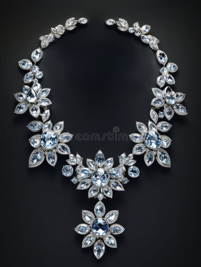 Topaz necklace on black stock illustration. Illustration of crystal ...