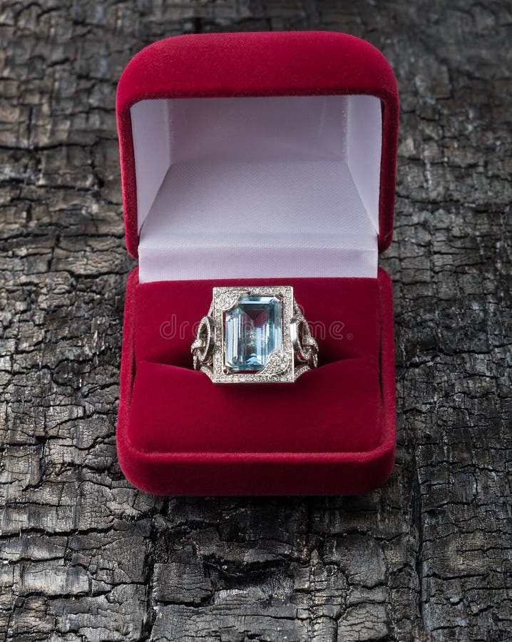 Topaz ring in a box stock photo. Image of gift, stone - 66239596