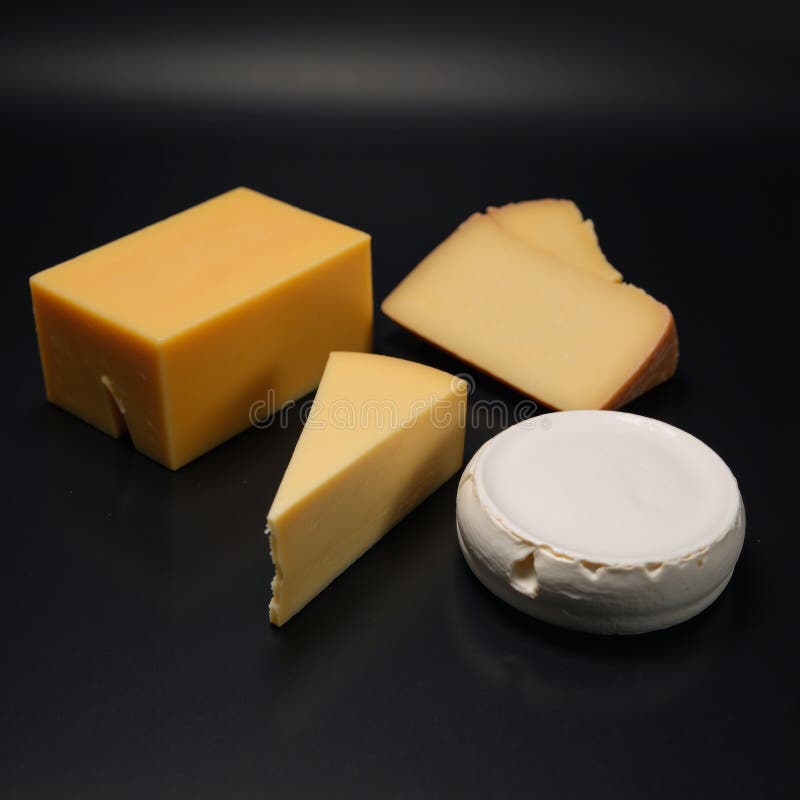 TopDown Perspective Eclectic Arrangement of Assorted Cheese Cheddar ...