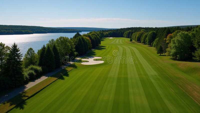 Topdown Perspective of a Lush Picturesque Summertime Golf Course ...