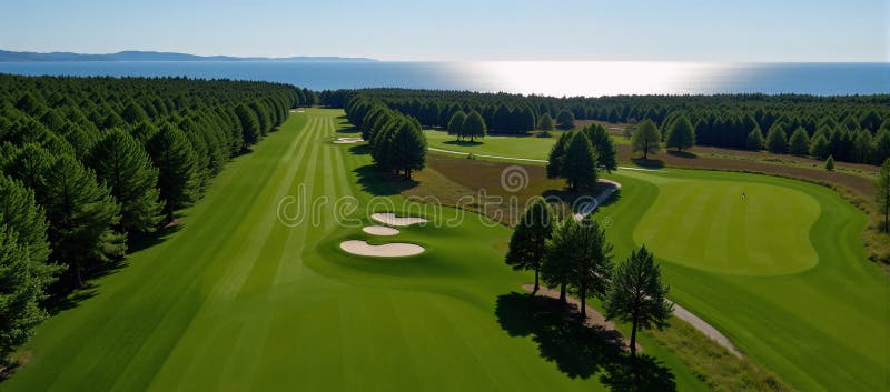 Topdown Perspective of a Lush Picturesque Summertime Golf Course ...