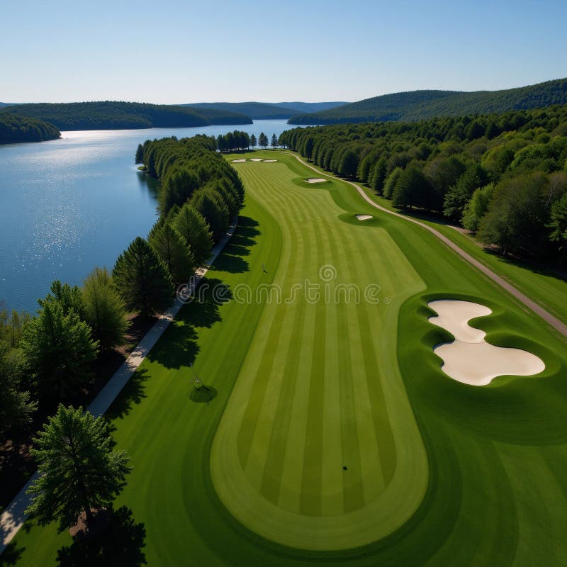 Topdown Perspective of a Lush Picturesque Summertime Golf Course ...