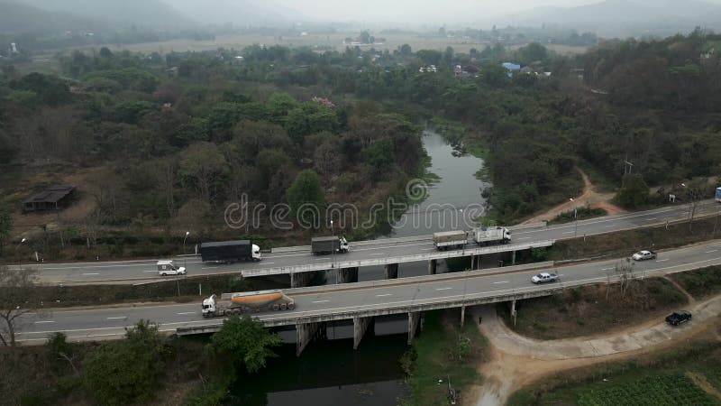 Topdown Plan of a Road Crossing a River Stock Video - Video of mountain ...