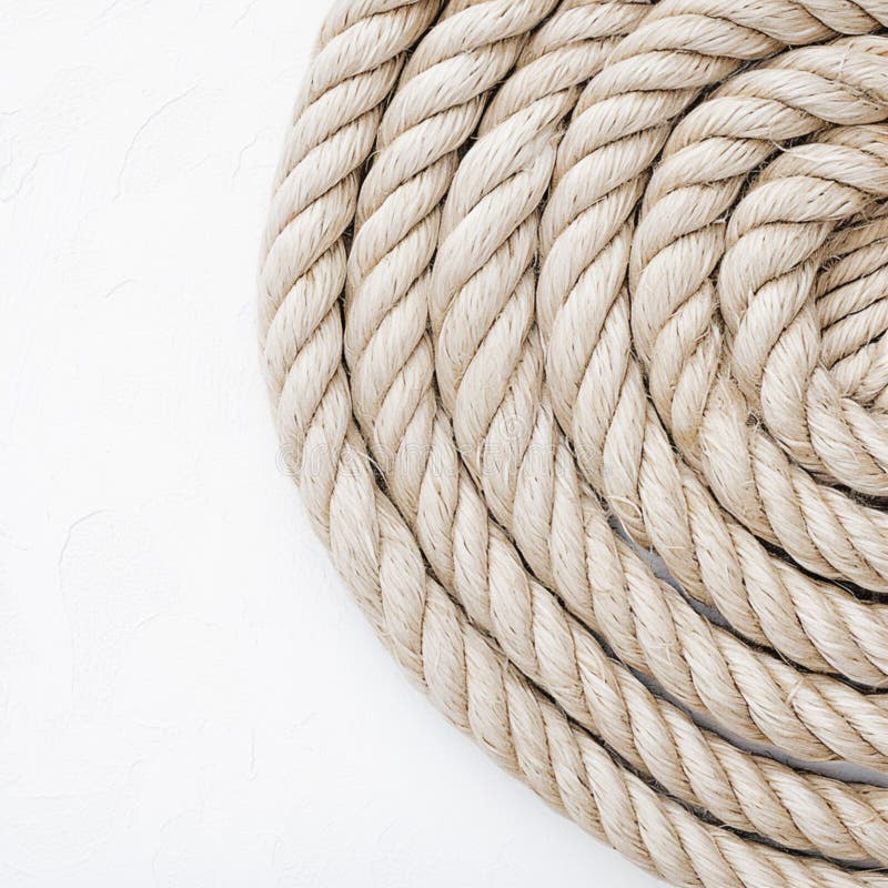 Topdown View of Coiled Rope on Clean White Surface Stock Illustration ...
