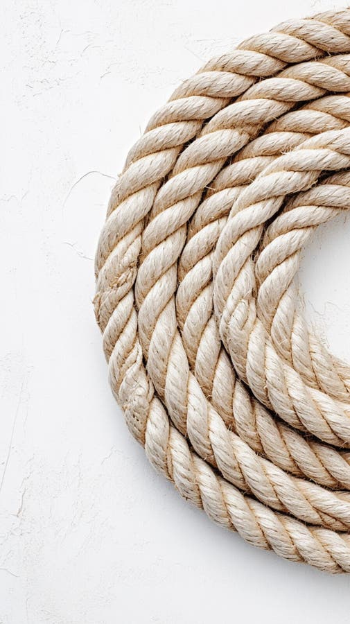 Topdown View of Coiled Rope on Clean White Surface Stock Illustration ...