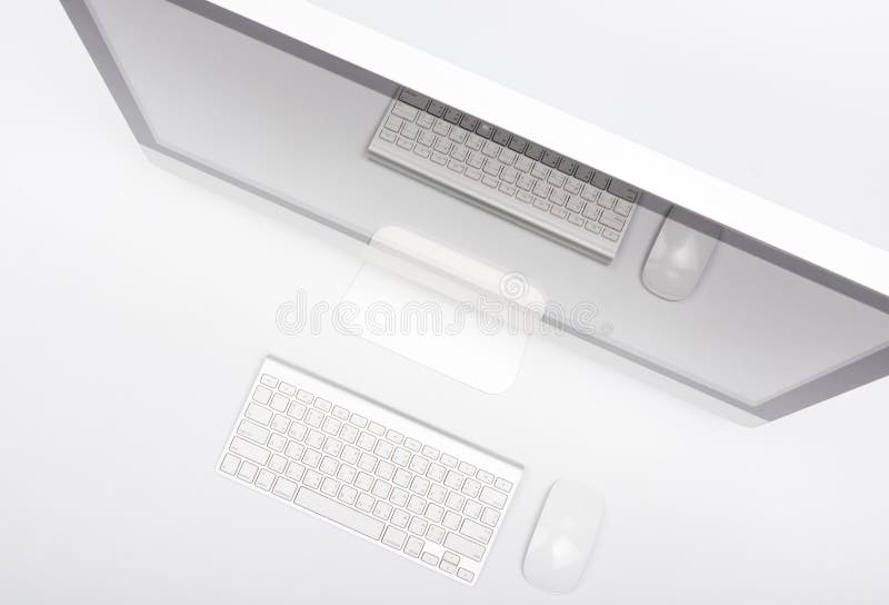 Tope View Monitor Computer Retina Display, Mouse, Keyboard Stock Image ...