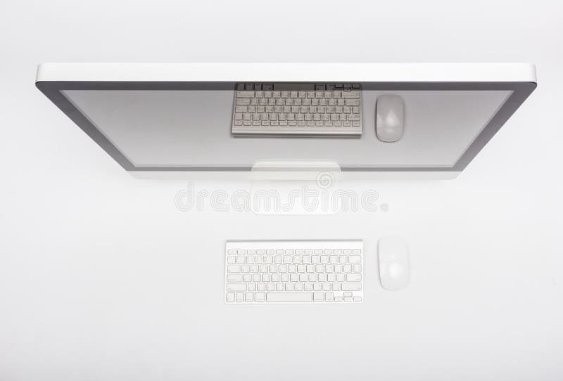 Tope View Monitor Computer Retina Display, Mouse, Keyboard Stock Photo ...