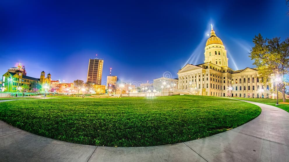 Topeka Kansas Downtown at Night Stock Image - Image of scenery ...