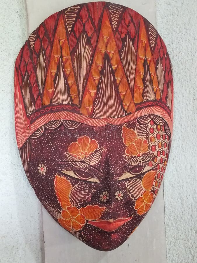 Mask of Batik Motif on an Isolated White Background. Turquoise Color ...