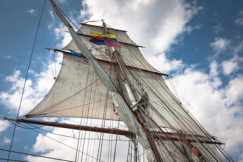 Topgallant Sails, Topsail and Gaff Sail Stock Photo - Image of ...