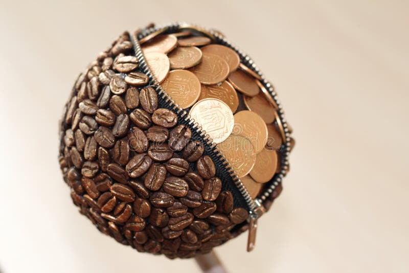 Topiary Coffee Tree with Coins and Lock Stock Photo - Image of concept ...