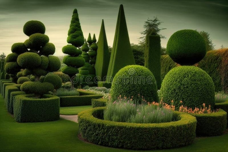 Topiary Garden, with Different Shapes and Sizes of Topiaries, in ...