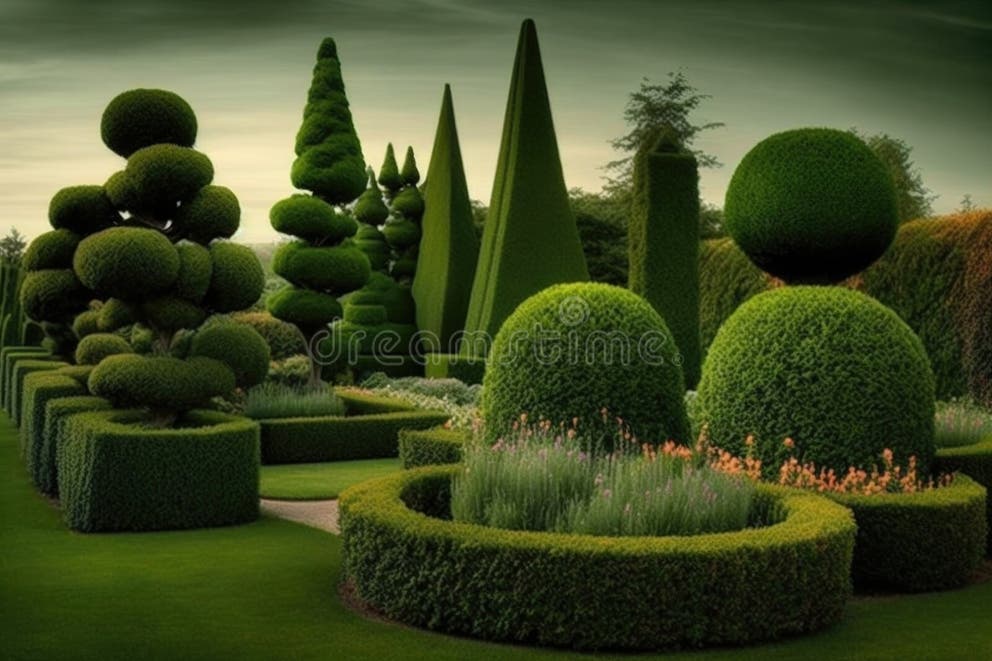 Topiary Garden, with Different Shapes and Sizes of Topiaries, in ...