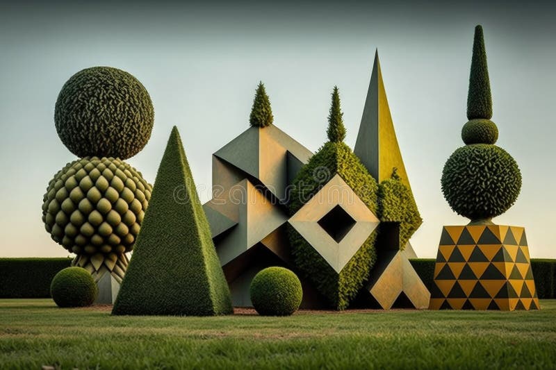 Topiary of Geometric Shapes and Patterns Stock Illustration ...