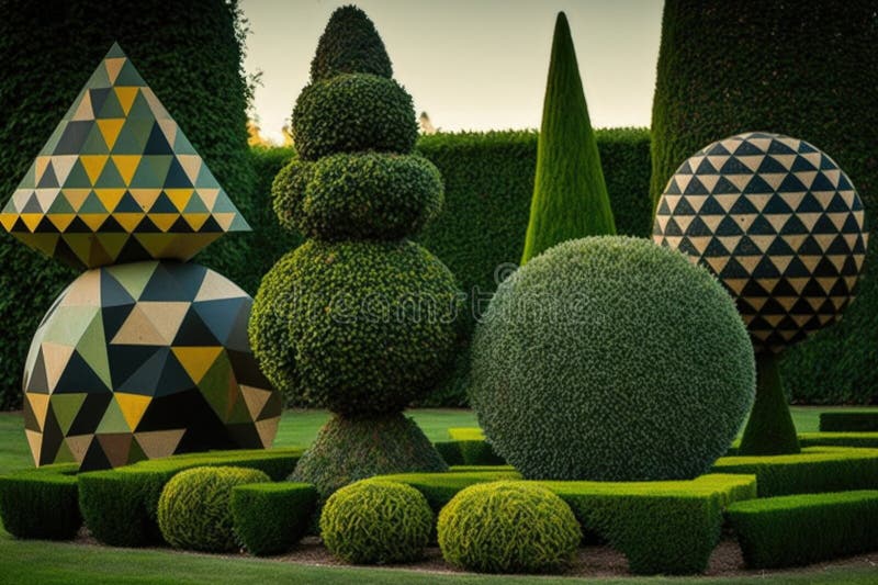 Topiary of Geometric Shapes and Patterns Stock Illustration ...