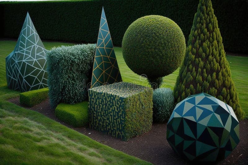 Topiary of Geometric Shapes and Patterns Stock Illustration ...
