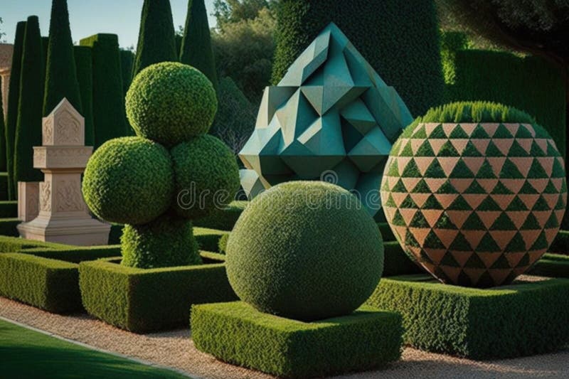 Topiary of Geometric Shapes and Patterns Stock Illustration ...