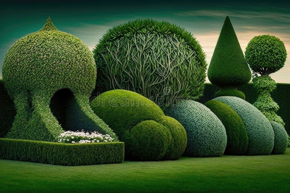 Topiary Hedge with Intricate and Unique Shapes and Patterns Stock ...
