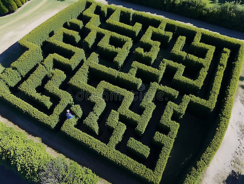 Topiary Maze from Above, Intricate Hedge Labyrinth Stock Illustration ...
