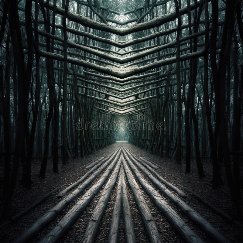 Illustration of a Magical Infinity Forest Stock Image - Image of frame ...