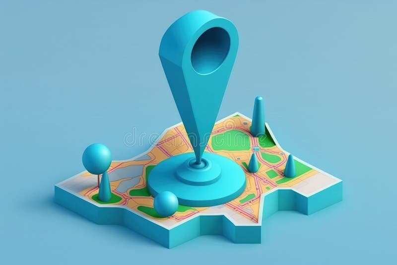 Locator Mark of Map and Location Pin or Navigation Icon Sign on Blue ...