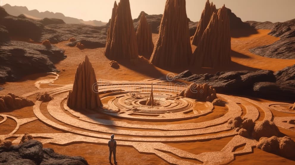 Planet Crater with a Huge Fractal Monolith Created from Multiple ...