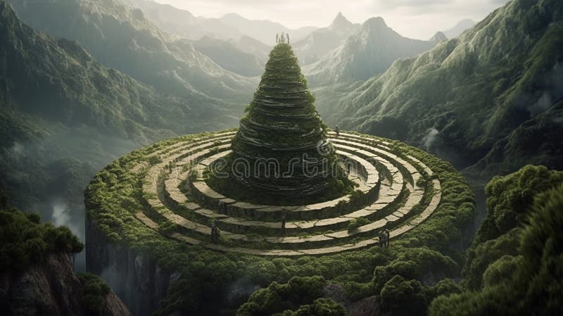 Planet Crater with a Huge Fractal Monolith Created from Multiple ...