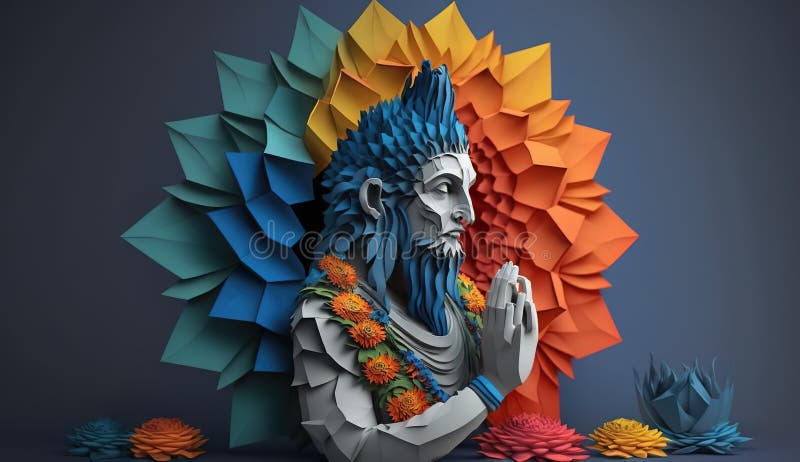 Origami Statue Of Colorful Flower Craft Stock Illustration Illustration Of Woman Culture