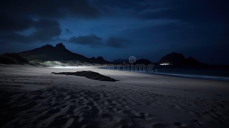 Surreal and Exquisite CG Render of Night Time of an Island Stock ...
