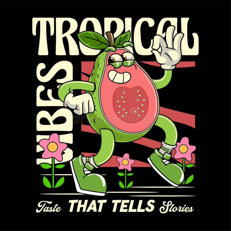 Cool Guava Fruit Cartoon Character Walking with a Confident Smile ...