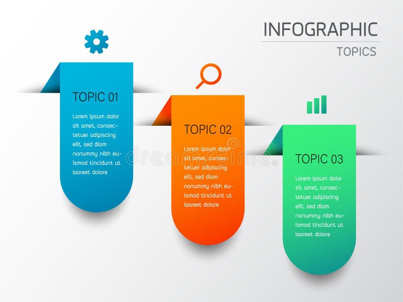 3 Topics or Steps Process Color Graphic Elements Infographic Stock ...