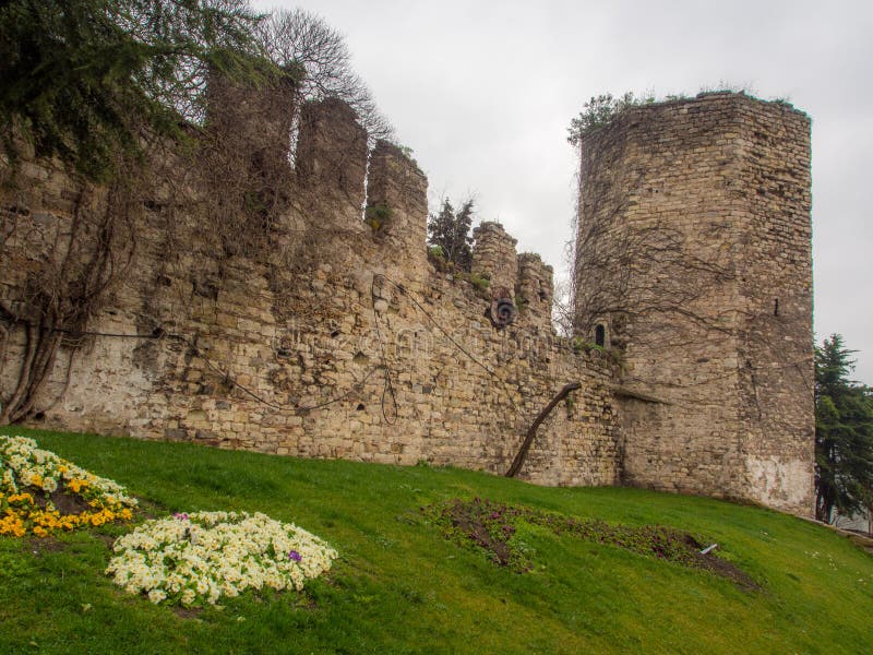 Topkapi Palace castle wall stock image. Image of grass - 73810215
