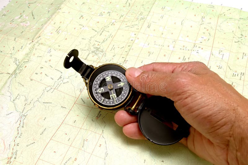 Topo Map & Compass stock photo. Image of topography - 756468