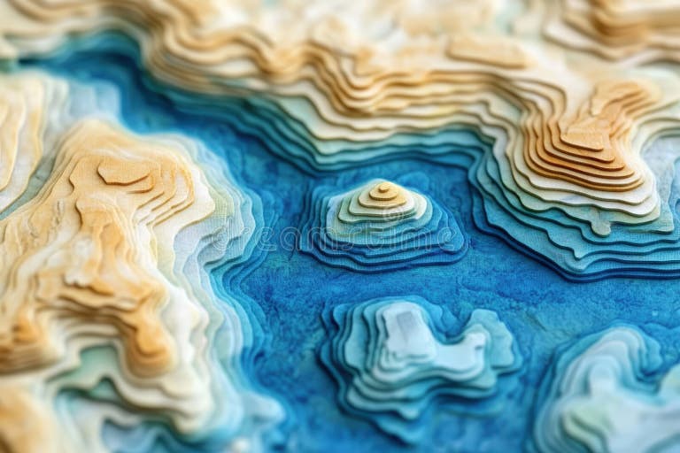 Topographic Coastal Mapping with Precise Elevation Contours Created by Geographers. Scientific ...