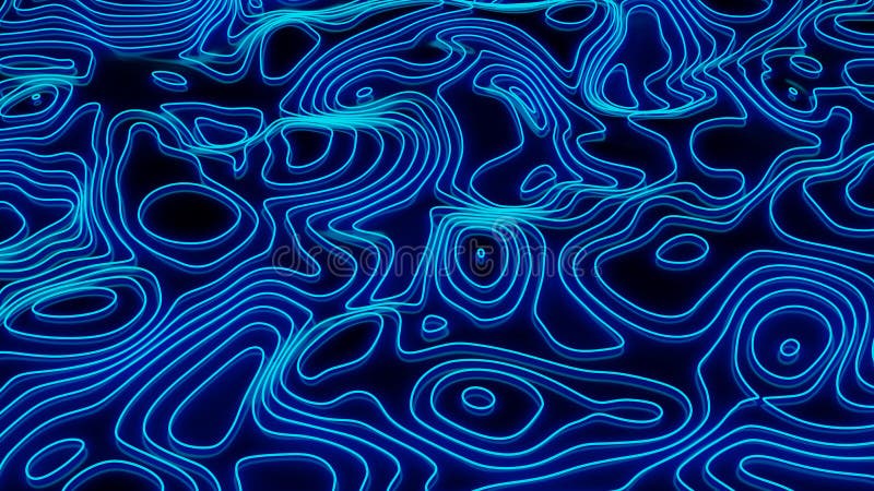 Topographic Contour Map Background. Terrain with Blue Glowing Lines. 3d ...