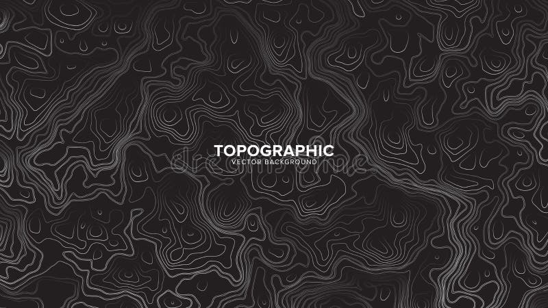 Topographic Contour Map Dark Black and White Vector Abstract Background ...