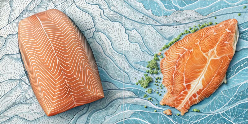 Topographic Contour Map with Fish Fillet Texture Stock Illustration ...