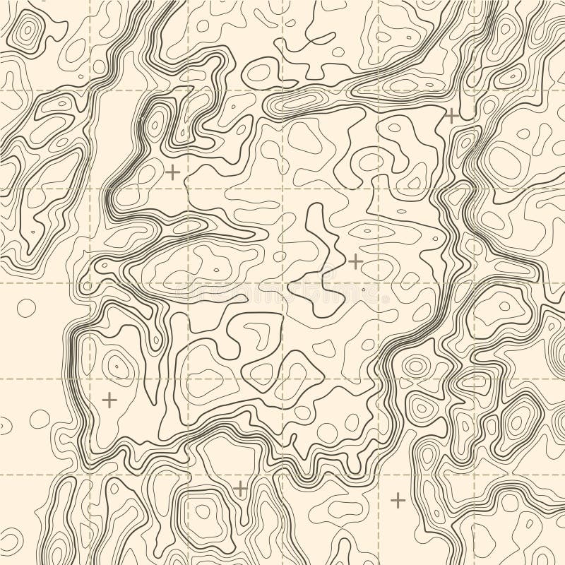 Topographic Contour Map with Grid. Vector Relief Map Stock Vector ...