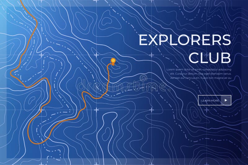 Topographic Contour Map with Marker. Map Pattern with Mountain Texture ...