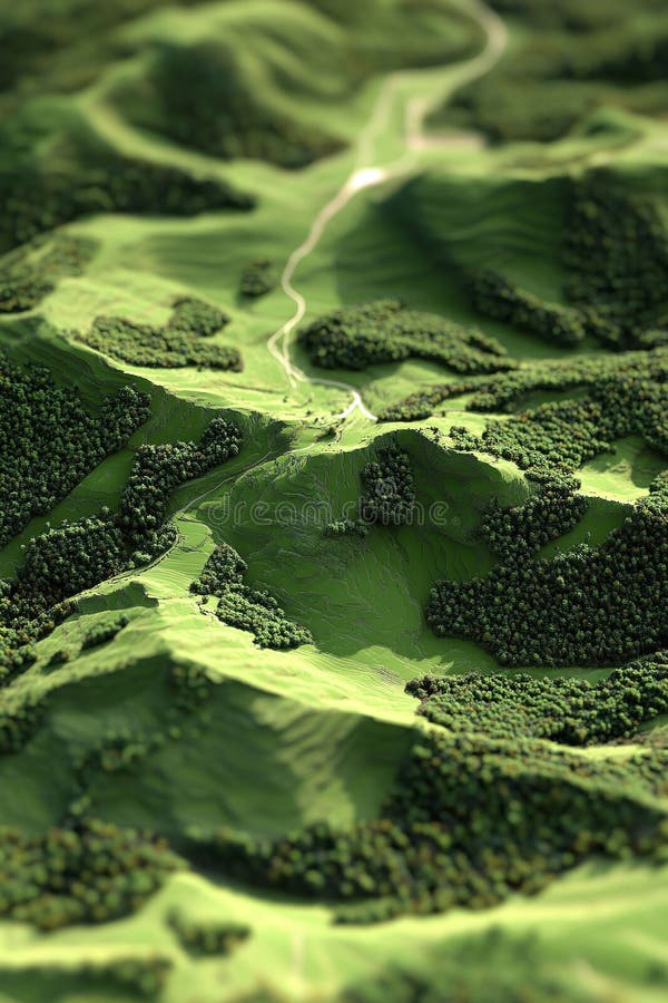 Topographic 3D Model of a Hilly Landscape Rendered from LiDAR Satellite ...