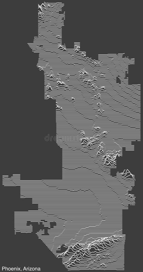 Topographic Exaggerated Relief Map of PHOENIX, ARIZONA Stock Vector ...