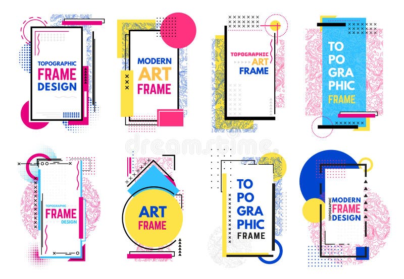 Topographic Frame Design. Modern Graphic Art Collage, Abstract Geometry ...